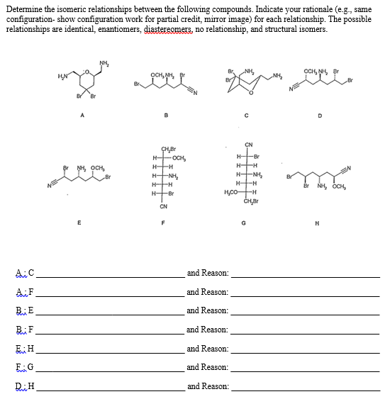 Solved Determine the isomeric relationships between the | Chegg.com