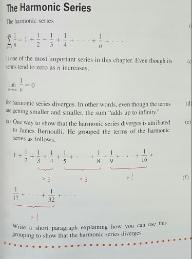 Solved The Harmonic Series The harmonic series is one of the | Chegg.com