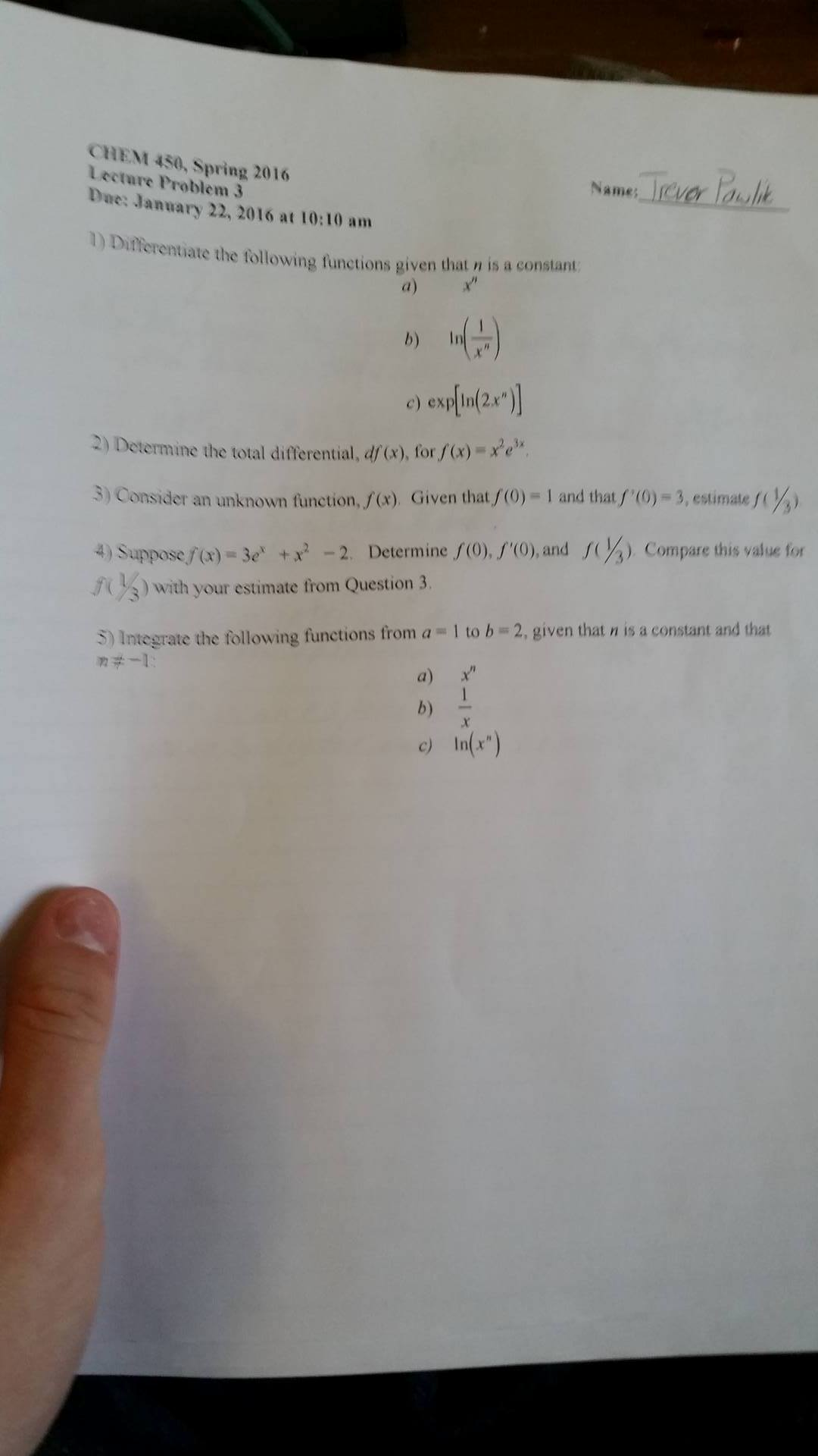 Solved Differentiate the following functions given that n is | Chegg.com