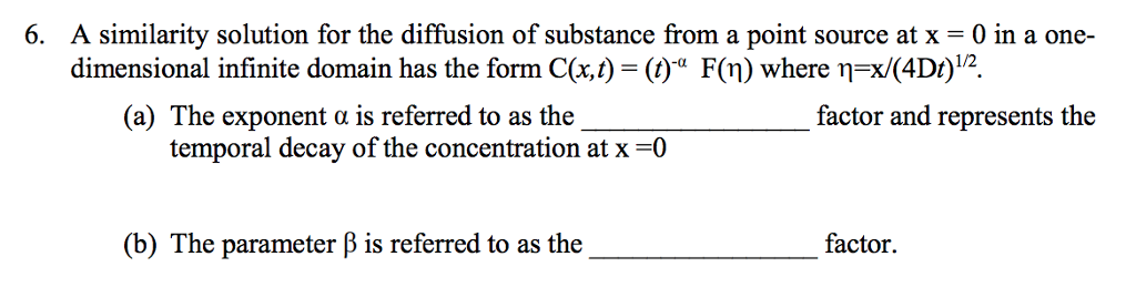 A similarity solution for the diffusion of substance | Chegg.com