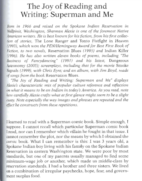 The Joy of Reading and Writing: Superman and Me Born | Chegg.com