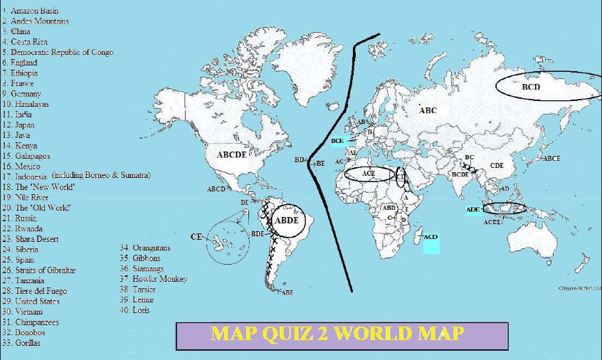 The letters marked on the map represent the numbers | Chegg.com