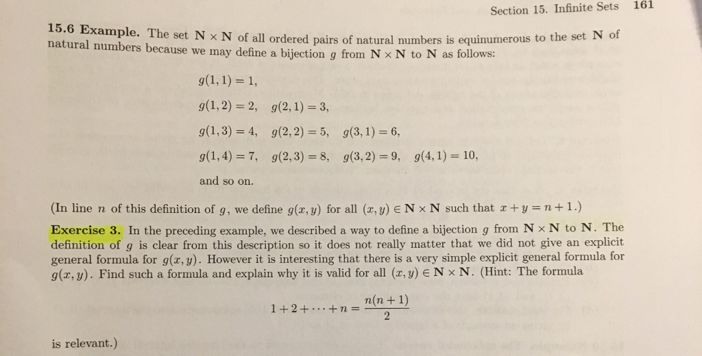 Solved Section 15. Infinite Sets 161 15.6 Example. The set N | Chegg.com
