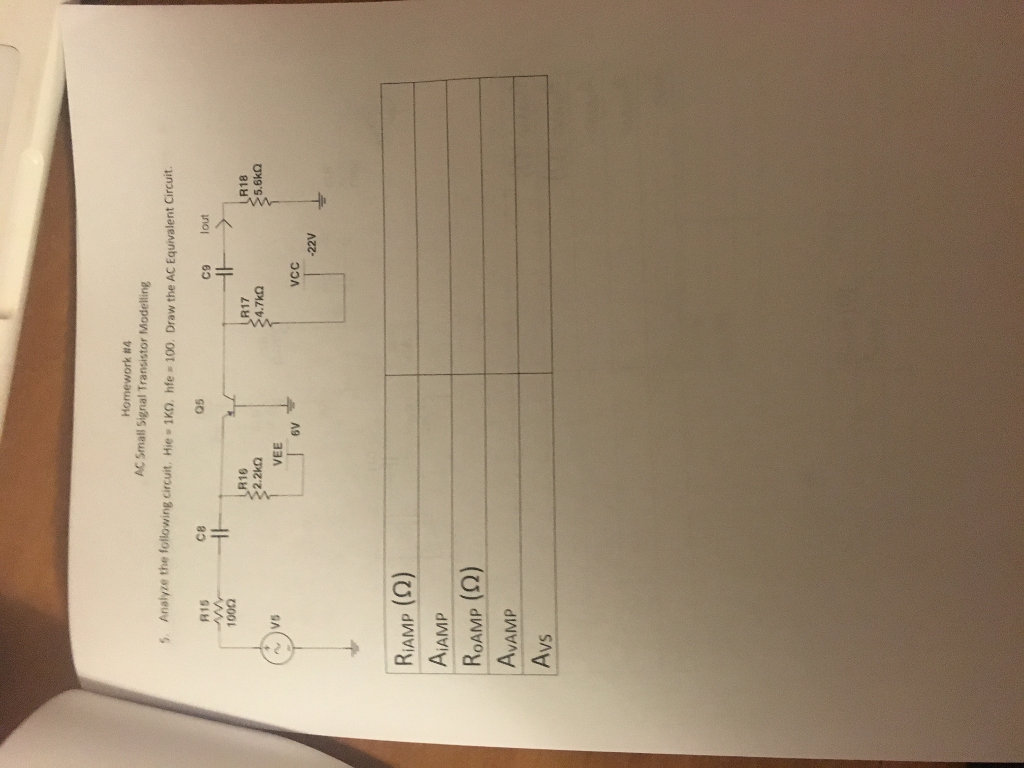 Solved Analyze the following Hie = 1 k ohm, hfe = 100. Draw | Chegg.com