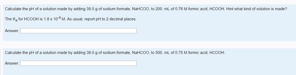 Solved Calculate the pH of a solution made by adding 39.0 g | Chegg.com