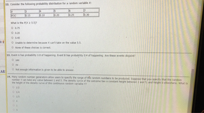 Solved Consider the following probability distribution for a | Chegg.com