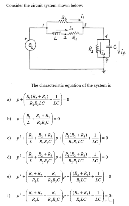 Solved Consider the circuit system shown below: The | Chegg.com