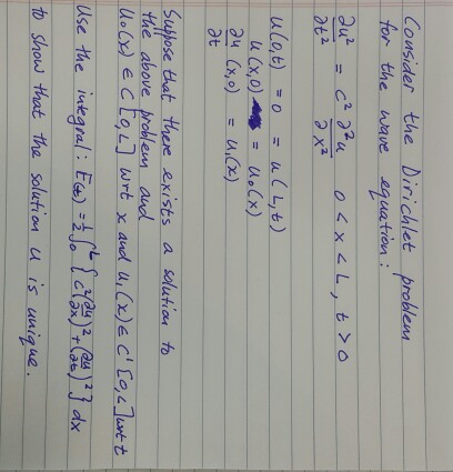 Solved Consider the dirichlet problem for the wave equation: | Chegg.com