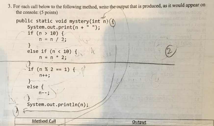 Solved 3. For each call below to the following method, write | Chegg.com