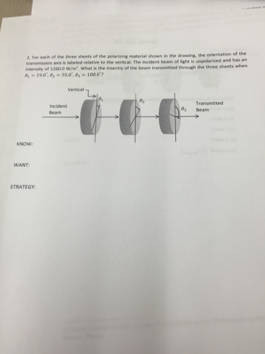 Solved For each of the three sheets of the polarizing | Chegg.com