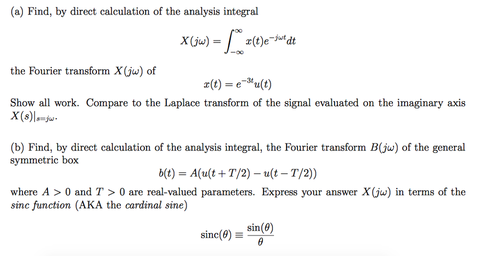 Solved A Find By Direct Calculation Of The Analysis