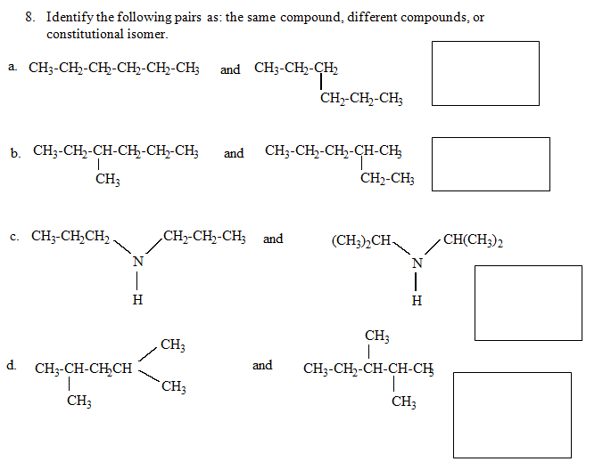 Solved Identify the following pairs as: the same compound, | Chegg.com