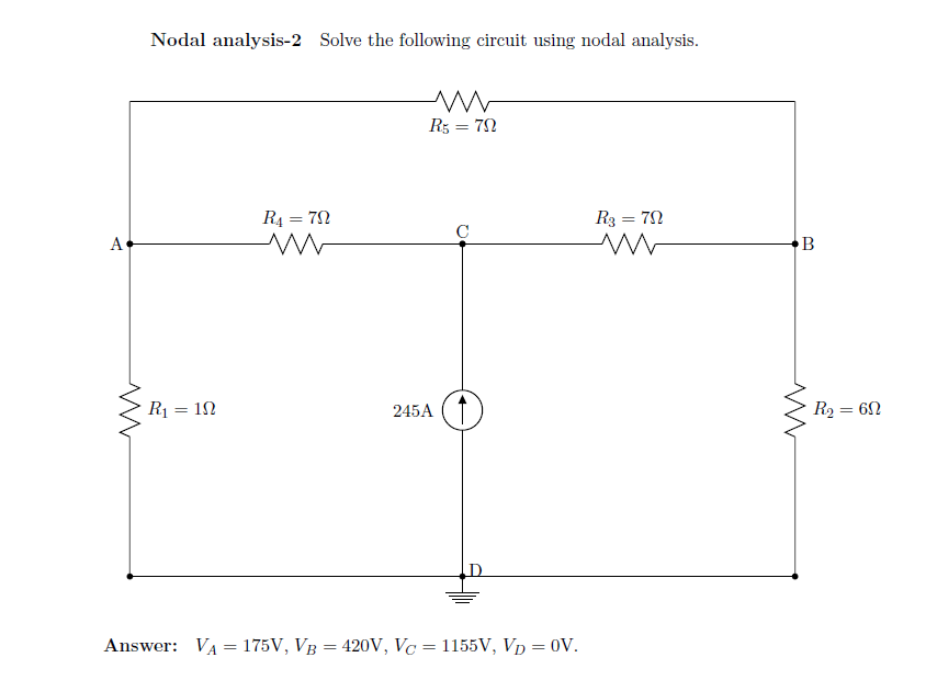 Solved Nodal analysis-2 Solve the following circuit using | Chegg.com