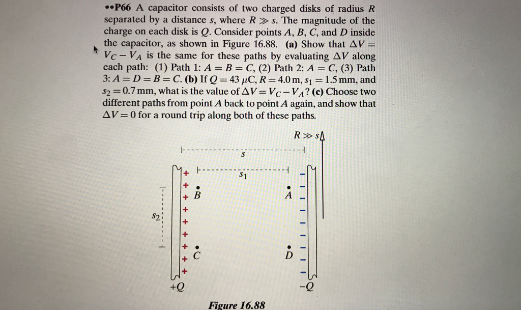 Solved A capacitor consists of two charged disks of radius R | Chegg.com