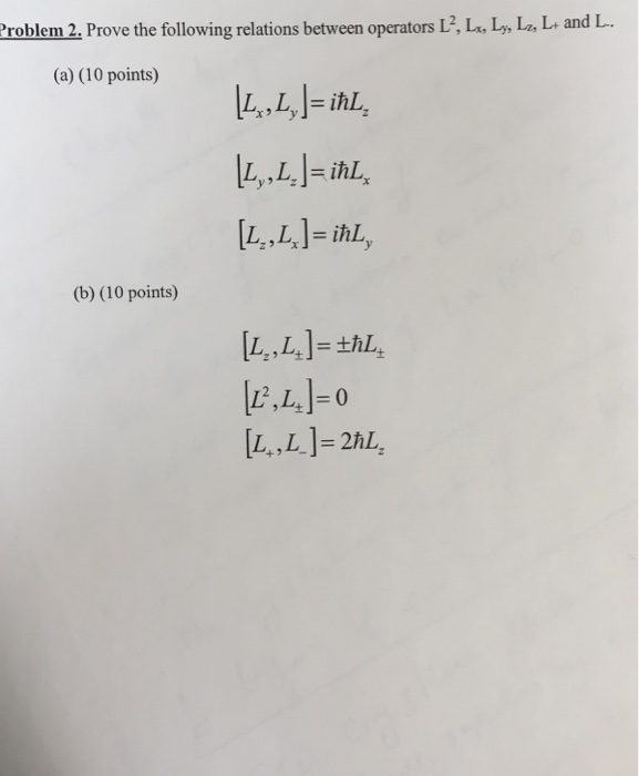 Solved Prove the following relations between operators L^2, | Chegg.com