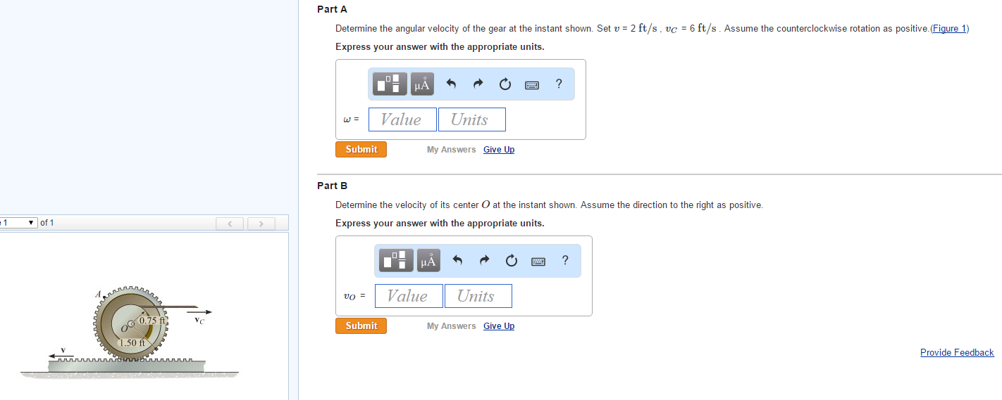 Solved Part A Determine the angular velocity of the gear at | Chegg.com