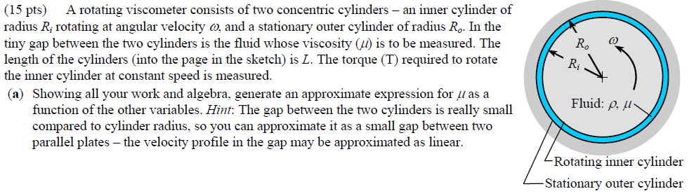 Solved A rotating viscometer consists of two concentric | Chegg.com