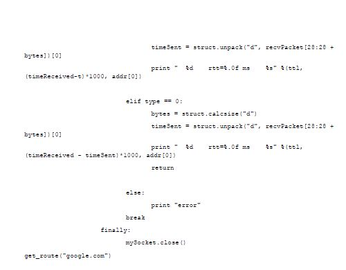 ICMP tracerout python #Fill in Code | Chegg.com