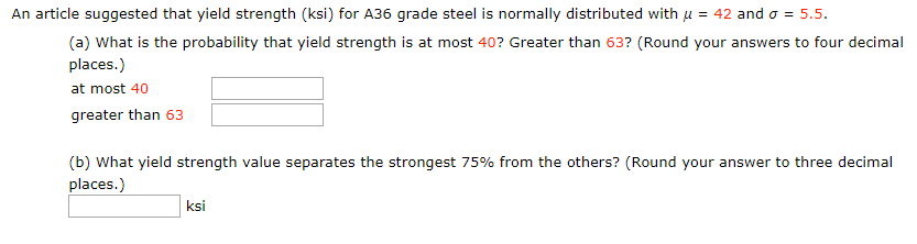 Solved An article suggested that yield strength (ksi) for | Chegg.com