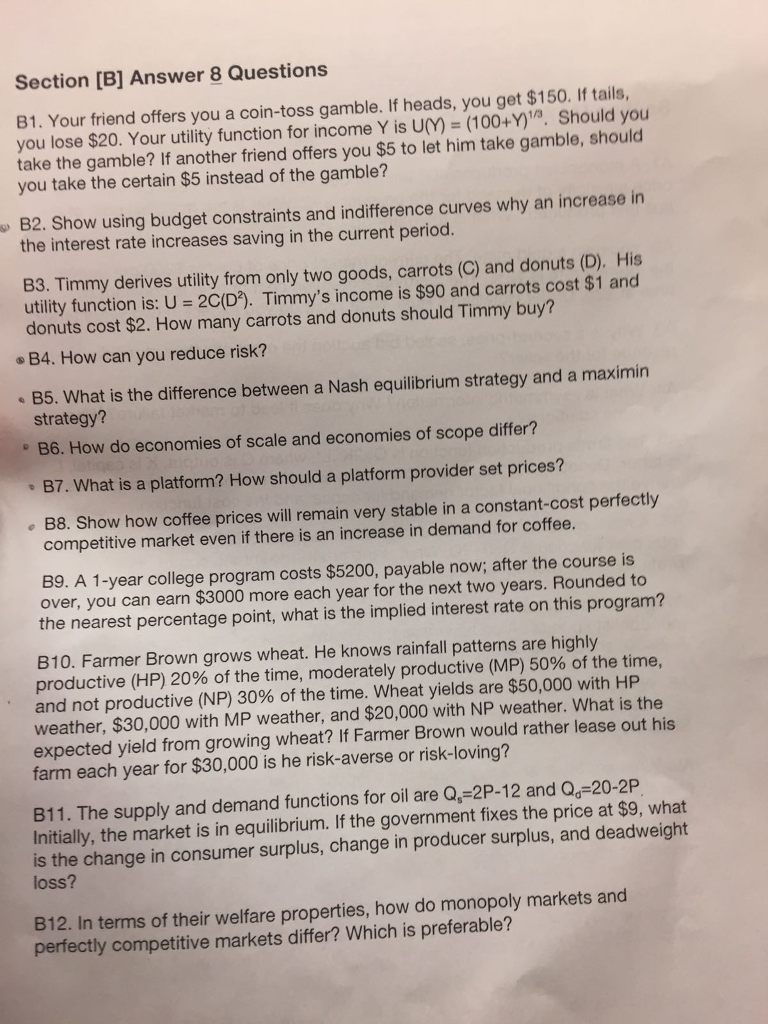 Solved Section [b] Answer 8 Questions B1 Your Friend Offers
