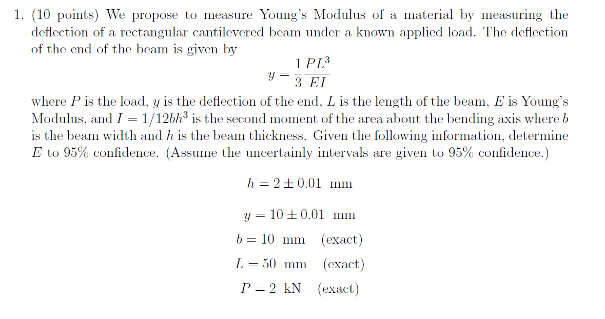 Solved We propose to measure Young's Modulus of a material | Chegg.com