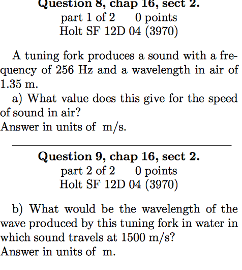 Solved A tuning fork produces a sound with a frequency of | Chegg.com