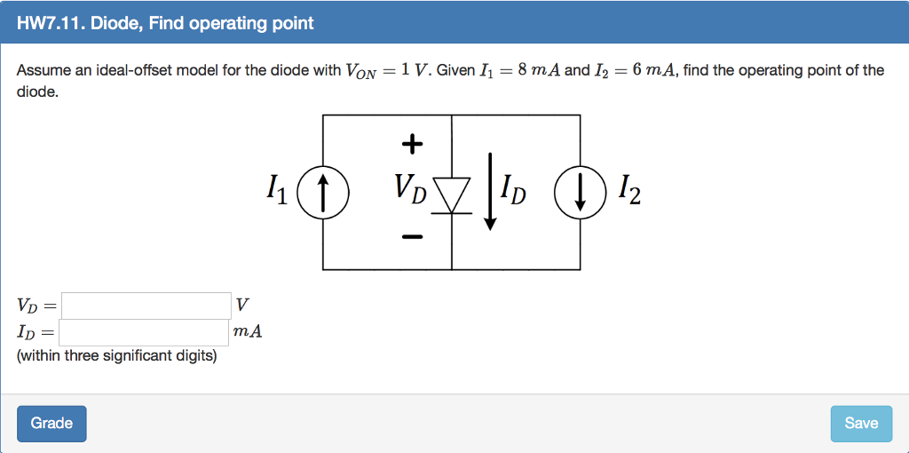 Solved HW711. Diode, Find operating point Assume an | Chegg.com