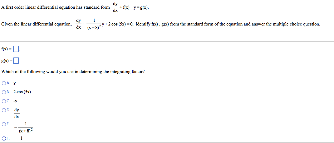 Solved A first order linear differential equation has | Chegg.com
