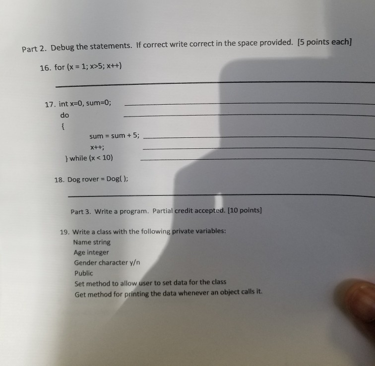 Solved Part 2. Debug the statements. If correct w rite | Chegg.com