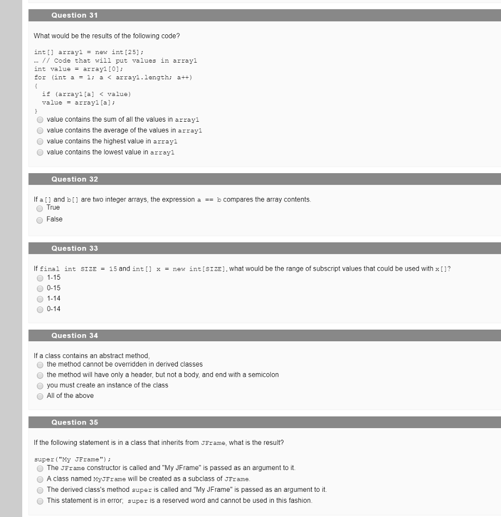 Solved What Would Be The Results Of The Following Code 