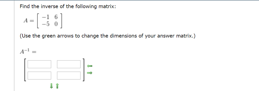 Solved Find the inverse of the following matrix: -1 6 (Use | Chegg.com