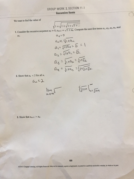 Solved GROUP WORK 3, SECTION 11.1 Recursive Roots We want to | Chegg.com