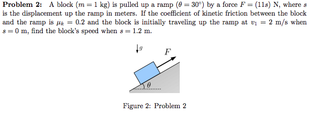 Solved Problem 2: A block (m-1 kg) is pulled up a ramp ( | Chegg.com
