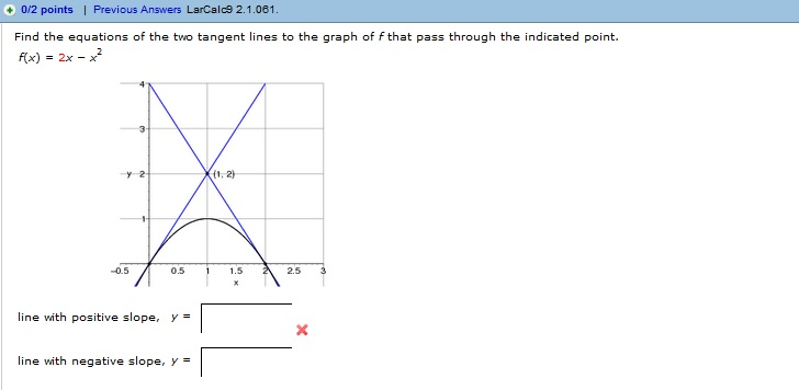 Solved Find the equations of the two tangent lines to the | Chegg.com