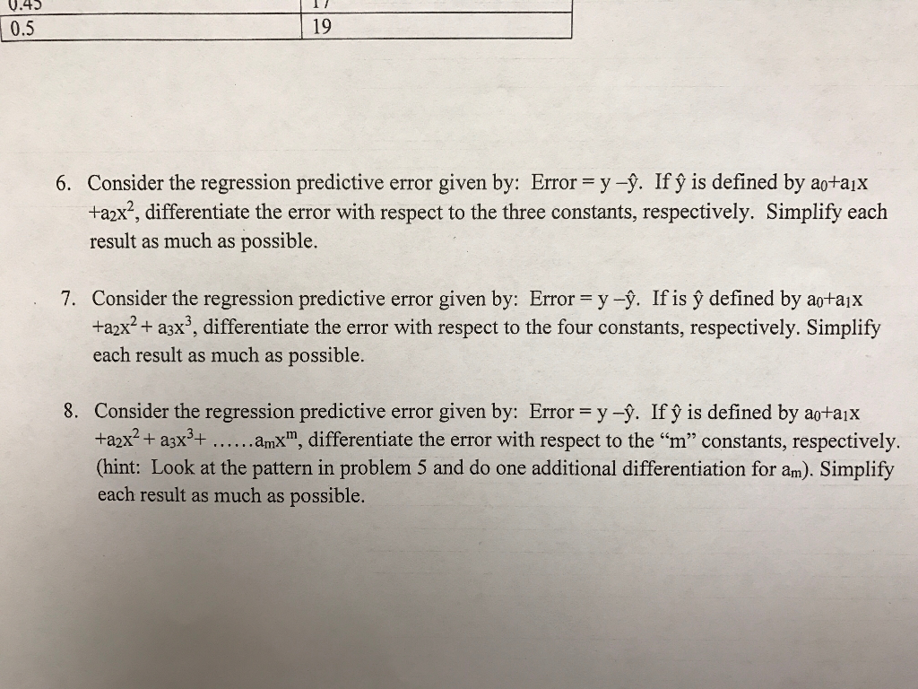 Solved Consider the regression predictive error given by: | Chegg.com