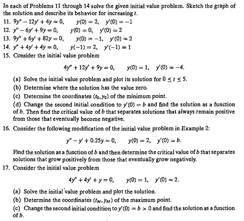 Solved In each of Problems 11 through 14 solve the given | Chegg.com