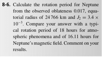 8-6. Calculate the rotation period for Neptune from | Chegg.com