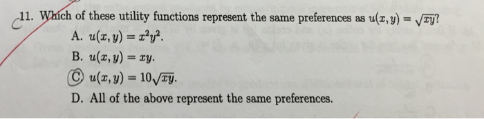 Solved Which of these utility functions represent the same | Chegg.com