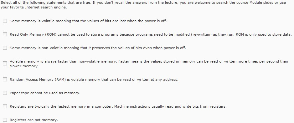 Solved Select all of the following statements that are true. | Chegg.com