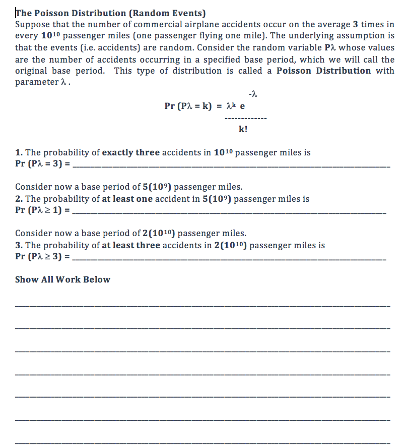 Solved The Poisson Distribution (Random Events) Suppose | Chegg.com
