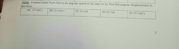 Solved 10201: A wheel starts from rest to an angular speed | Chegg.com