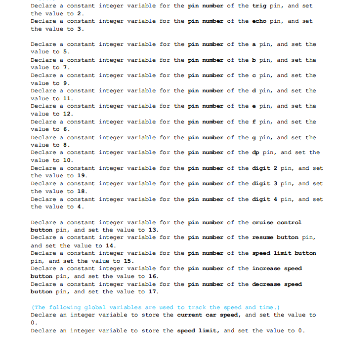 Declare a constant integer variable for the pin | Chegg.com