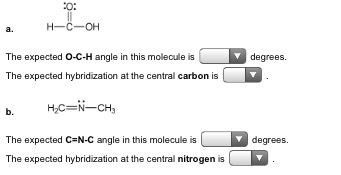Solved The expected O-C-H angle in this moleclue is | Chegg.com