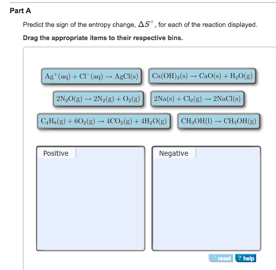 Solved Part A Predict the sign of the entropy change, | Chegg.com