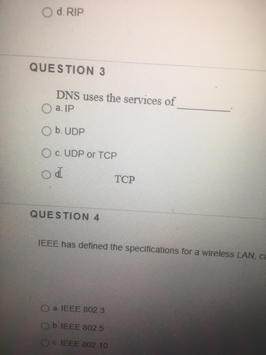Solved DNS uses the services of ___. IP UDP UDP or TCP | Chegg.com