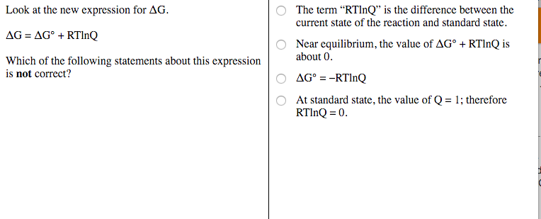 Solved Look at the new expression for Delta G. DeltaG = | Chegg.com