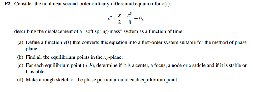 Consider the nonlinear second-order ordinary | Chegg.com
