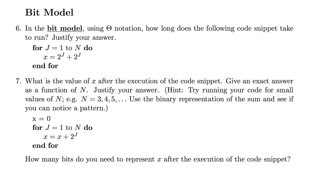 Solved In the bit model, using theta notation, how long does | Chegg.com