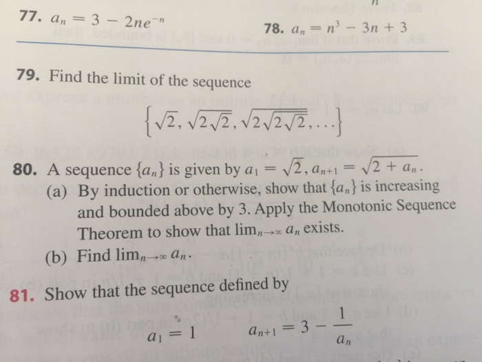 Solved a-n = 3 - 2ne^- n a_n = n^3 - 3n + 3 Find the limit | Chegg.com