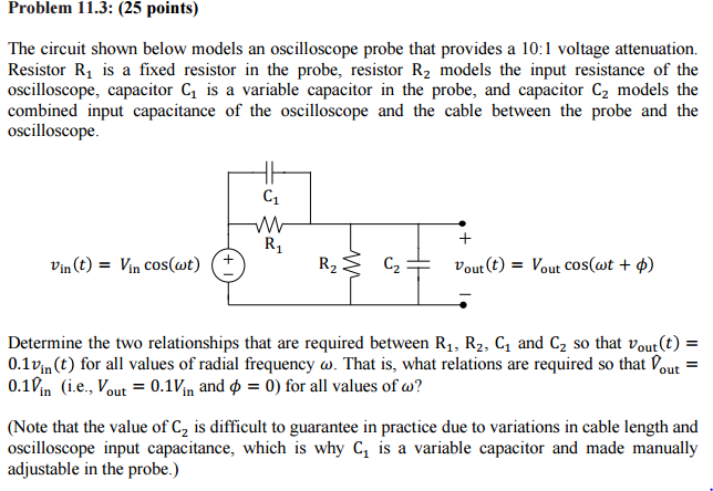 Solved The circuit shown below models an oscilloscope probe | Chegg.com